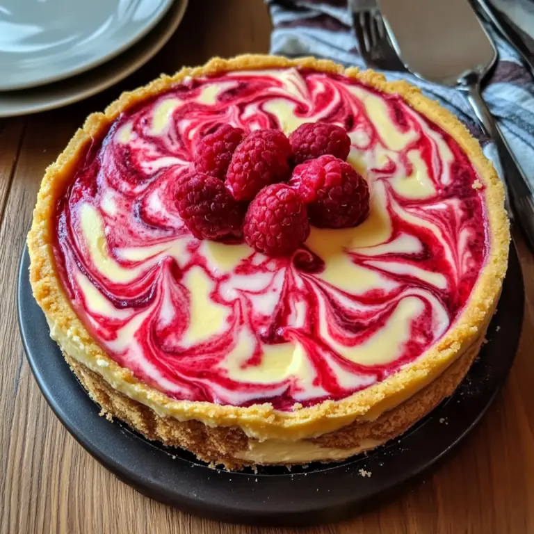 Lemon Raspberry Swirl Cheesecake - Whisked Recipe